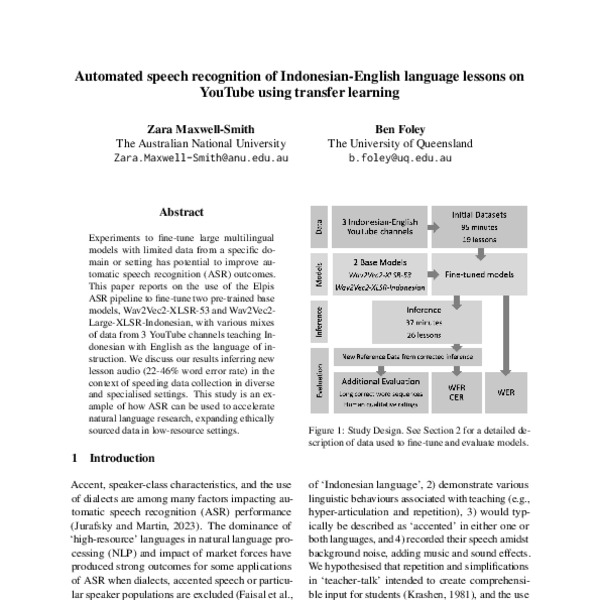 Automated speech recognition of Indonesian-English language lessons on YouTube using transfer ...