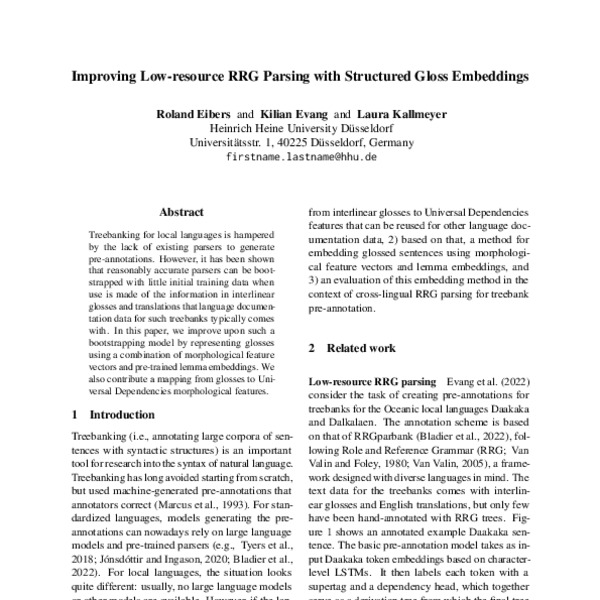Improving Low Resource Rrg Parsing With Structured Gloss Embeddings Acl Anthology