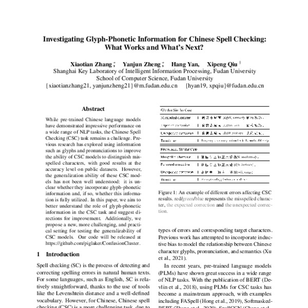 Investigating Glyph-Phonetic Information for Chinese Spell Checking ...