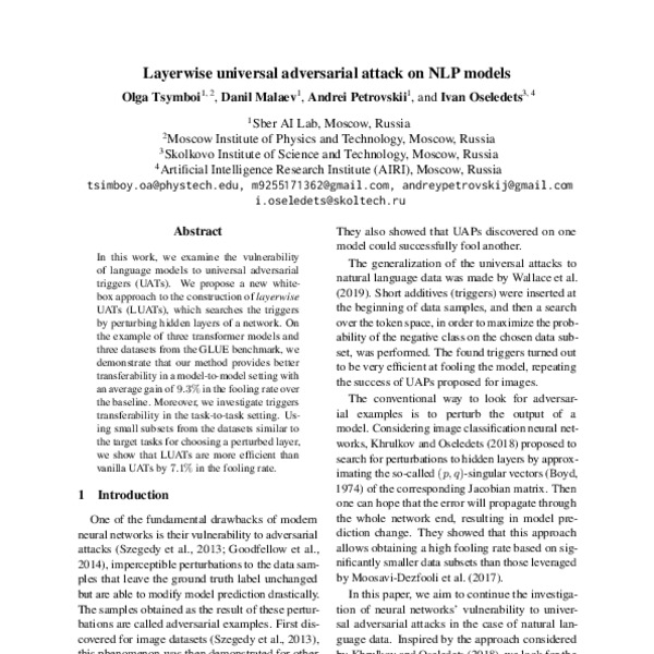 Layerwise Universal Adversarial Attack On Nlp Models Acl Anthology