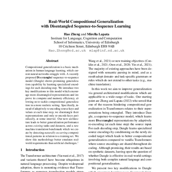 Real World Compositional Generalization With Disentangled Sequence To Sequence Learning Acl