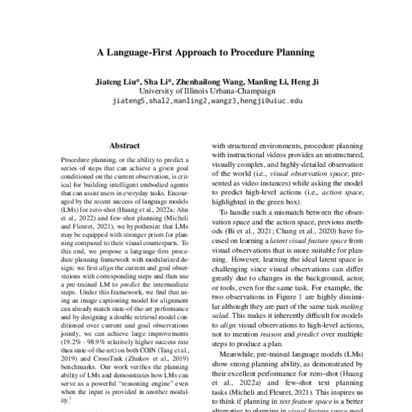 A Language-First Approach for Procedure Planning - ACL Anthology