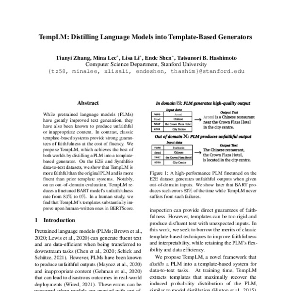 TempLM: Distilling Language Models into Template-Based Generators - ACL ...