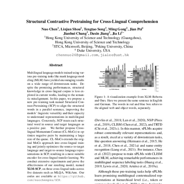 Structural Contrastive Pretraining for Cross-Lingual Comprehension - ACL Anthology