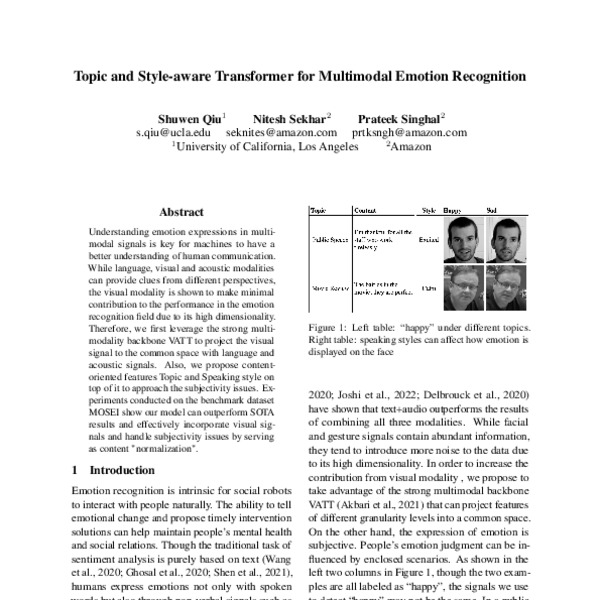 Topic and Style-aware Transformer for Multimodal Emotion Recognition - ACL Anthology