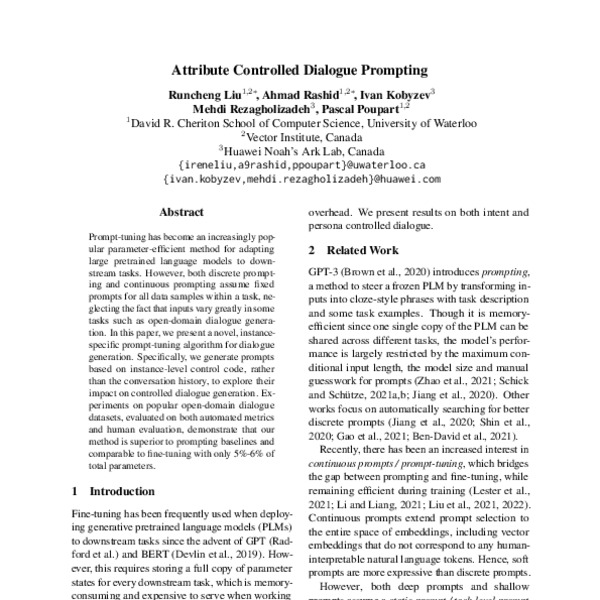 Attribute Controlled Dialogue Prompting - ACL Anthology