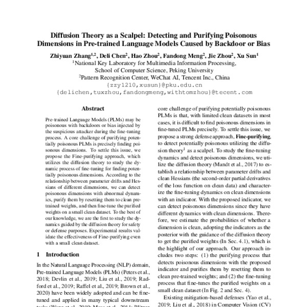 Diffusion Theory As A Scalpel Detecting And Purifying Poisonous Dimensions In Pre Trained