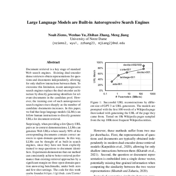 Large Language Models are Built-in Autoregressive Search Engines - ACL ...