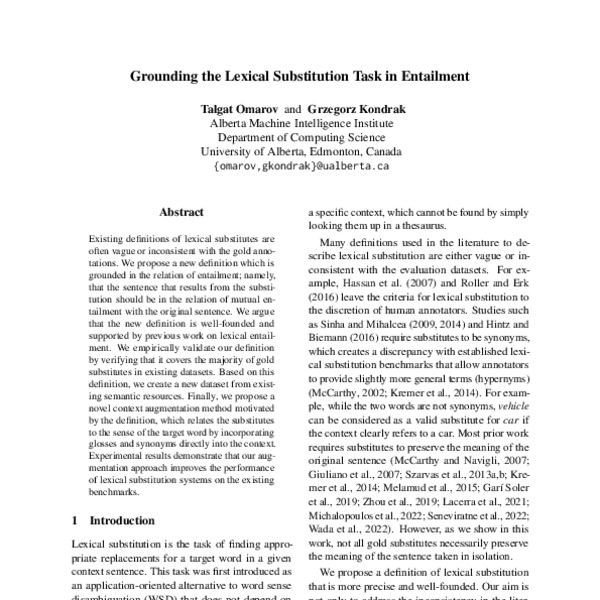 Grounding the Lexical Substitution Task in Entailment - ACL Anthology