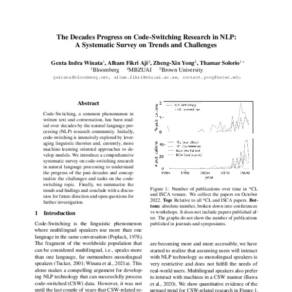 The Decades Progress on Code-Switching Research in NLP: A Systematic Survey on Trends and ...