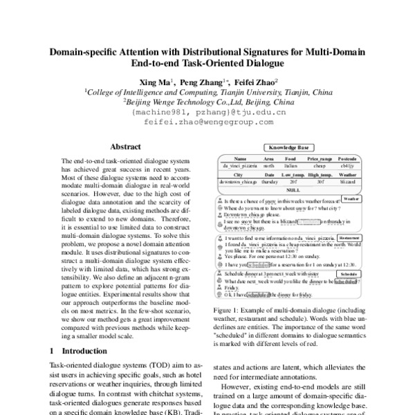 Domain-specific Attention with Distributional Signatures for Multi-Domain End-to-end Task ...