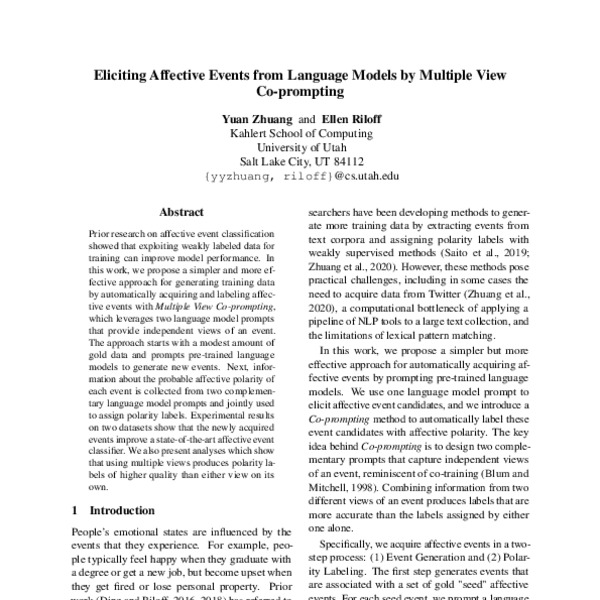Eliciting Affective Events from Language Models by Multiple View Co-prompting - ACL Anthology