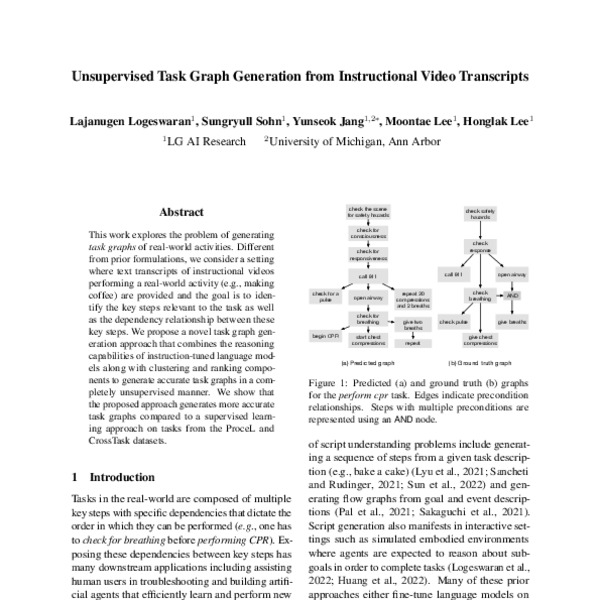 Unsupervised Task Graph Generation From Instructional Video Transcripts