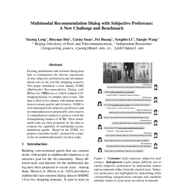 Multimodal Recommendation Dialog With Subjective Preference A New Challenge And Benchmark Acl