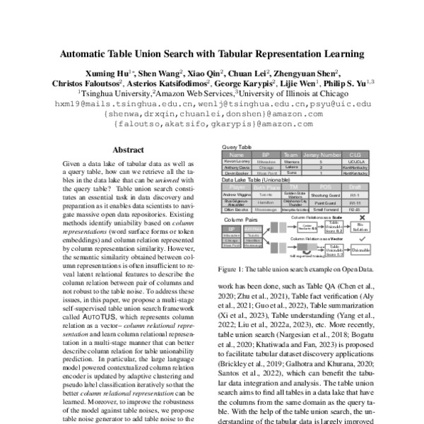 Automatic Table Union Search with Tabular Representation Learning - ACL Anthology