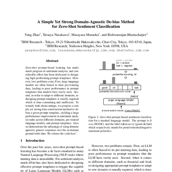 A Simple Yet Strong Domain-Agnostic De-bias Method for Zero-Shot Sentiment Classification - ACL ...