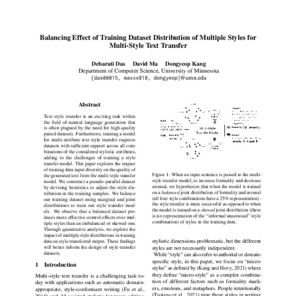 Balancing The Effect Of Training Dataset Distribution Of Multiple Styles For Multi Style Text