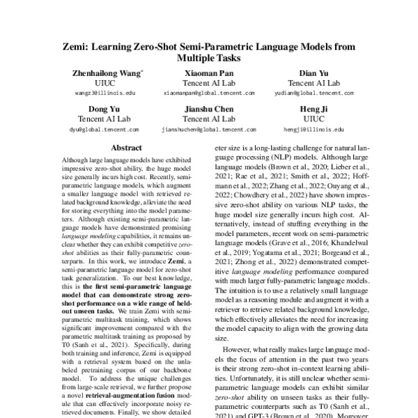 Zemi: Learning Zero-Shot Semi-Parametric Language Models from Multiple Tasks - ACL Anthology