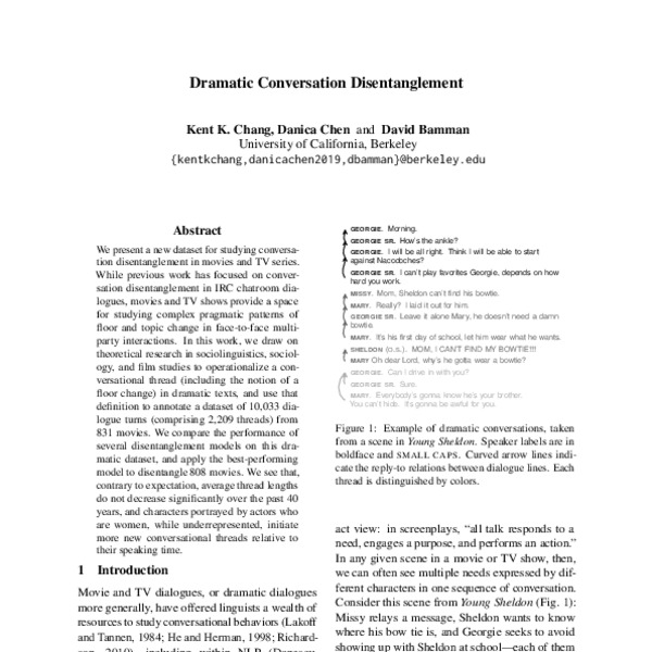 Dramatic Conversation Disentanglement - ACL Anthology