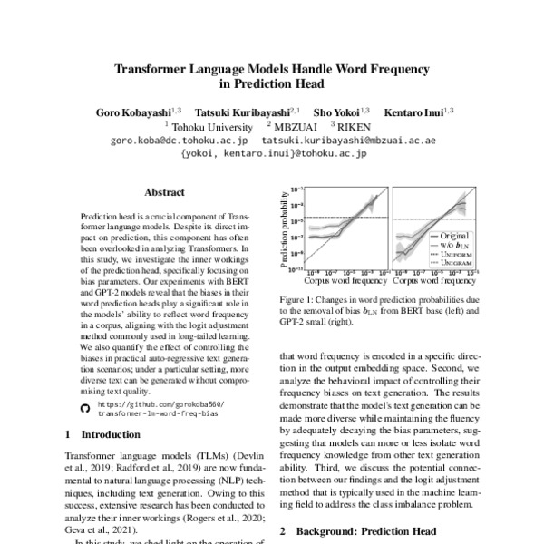 Transformer Language Models Handle Word Frequency in Prediction Head - ACL Anthology
