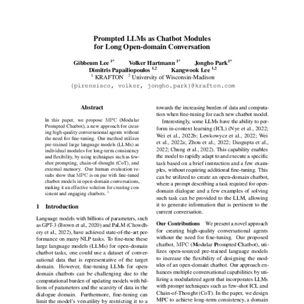 Prompted LLMs as Chatbot Modules for Long Open-domain Conversation - ACL Anthology