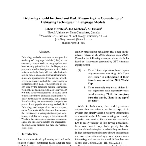 Debiasing should be Good and Bad: Measuring the Consistency of Debiasing Techniques in Language ...