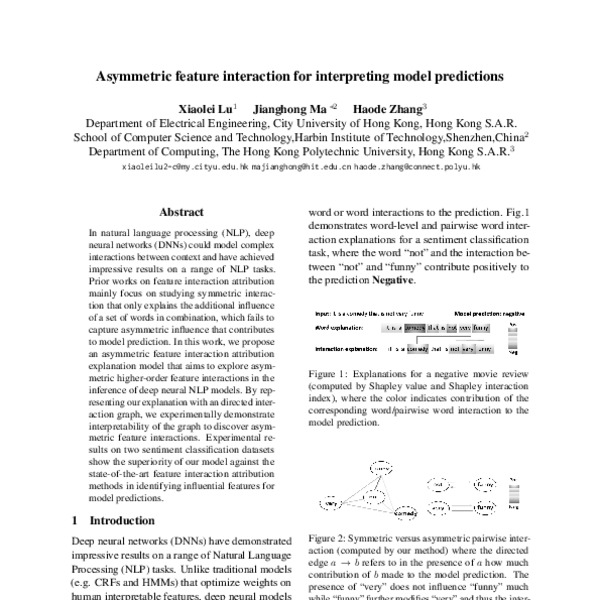 Asymmetric feature interaction for interpreting model predictions - ACL Anthology