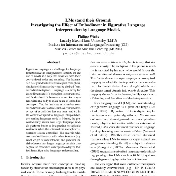 LMs stand their Ground: Investigating the Effect of Embodiment in Figurative Language ...
