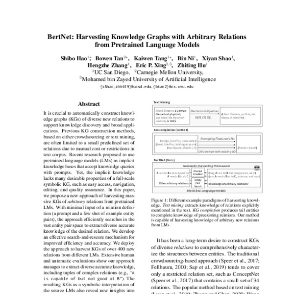 BertNet: Harvesting Knowledge Graphs with Arbitrary Relations from Pretrained Language Models ...