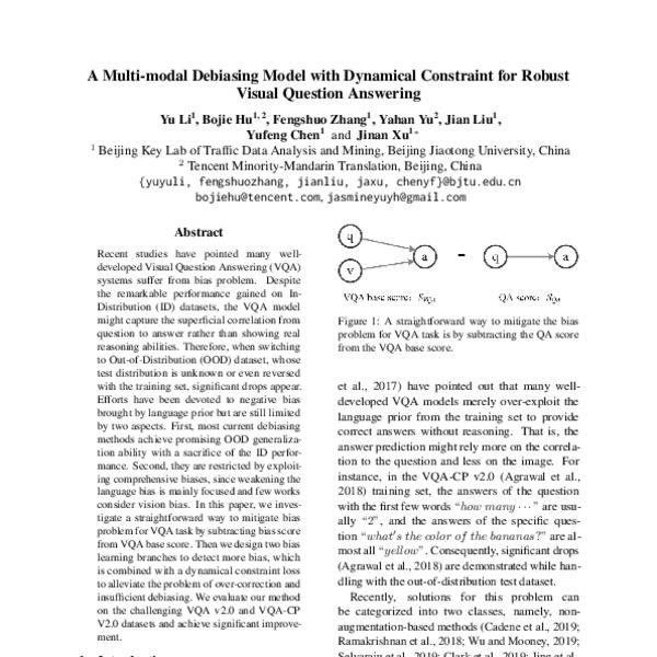 A Multi Modal Debiasing Model With Dynamical Constraint For Robust 2206