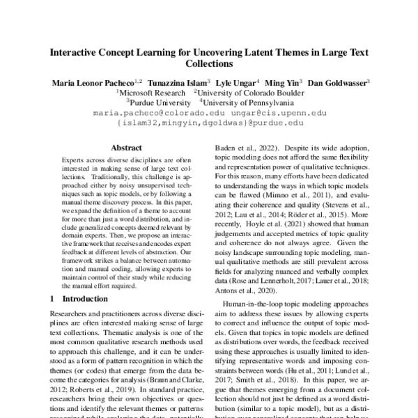 Interactive Concept Learning for Uncovering Latent Themes in Large Text Collections - ACL Anthology