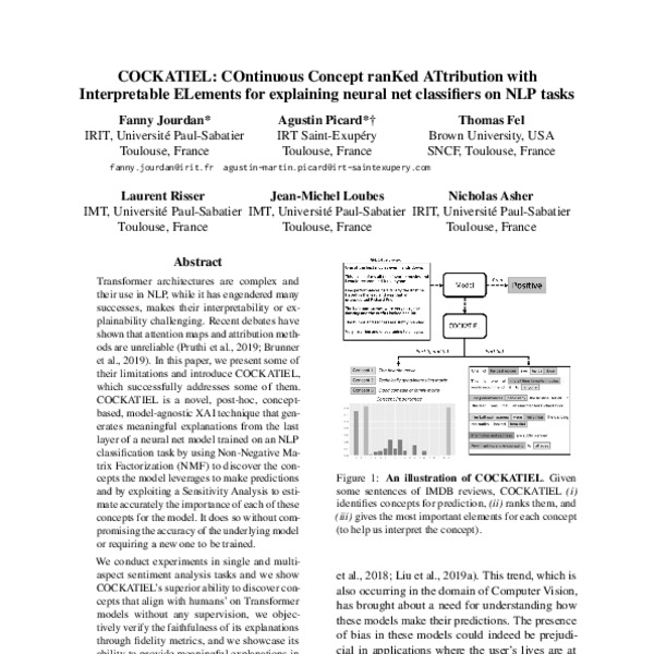 COCKATIEL: COntinuous Concept ranKed ATtribution with Interpretable ELements for explaining ...