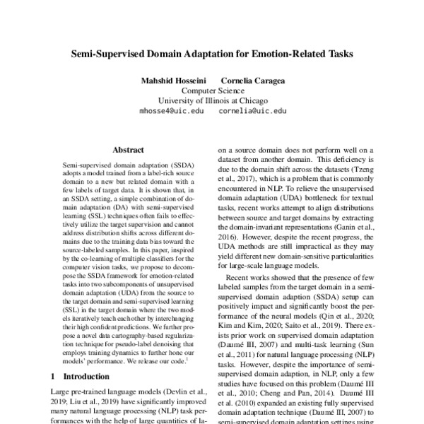 Semi-Supervised Domain Adaptation for Emotion-Related Tasks - ACL Anthology