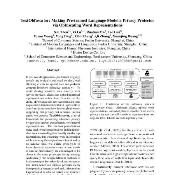 TextObfuscator: Making Pre-trained Language Model a Privacy Protector via Obfuscating Word ...