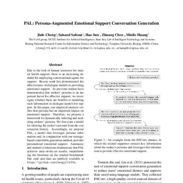 PAL: Persona-Augmented Emotional Support Conversation Generation - ACL Anthology