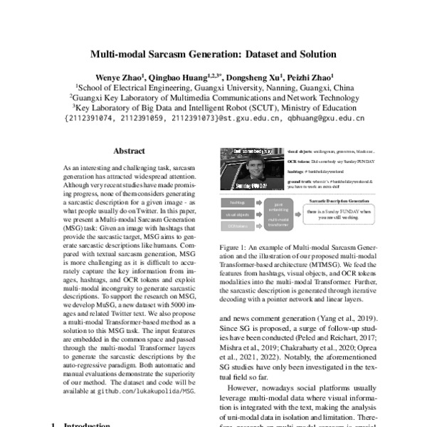 Multi-modal Sarcasm Generation: Dataset and Solution - ACL Anthology