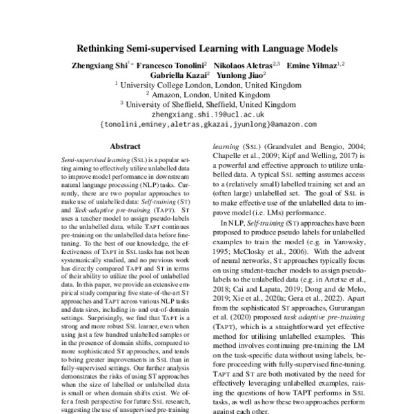 Rethinking Semi-supervised Learning with Language Models - ACL Anthology