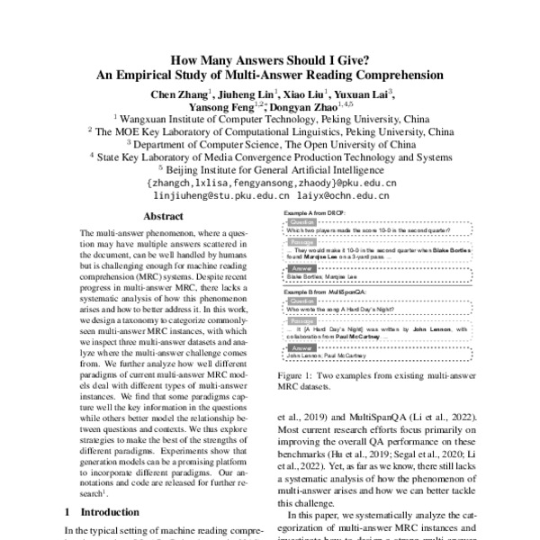 How Many Answers Should I Give? An Empirical Study of Multi-Answer Reading Comprehension - ACL ...