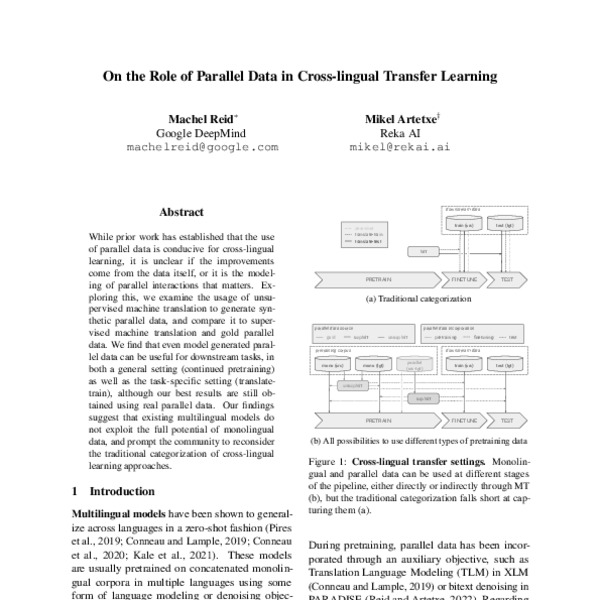 On the Role of Parallel Data in Cross-lingual Transfer Learning - ACL Anthology