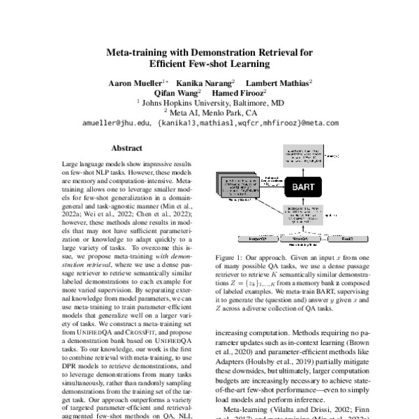 Meta-training with Demonstration Retrieval for Efficient Few-shot Learning - ACL Anthology