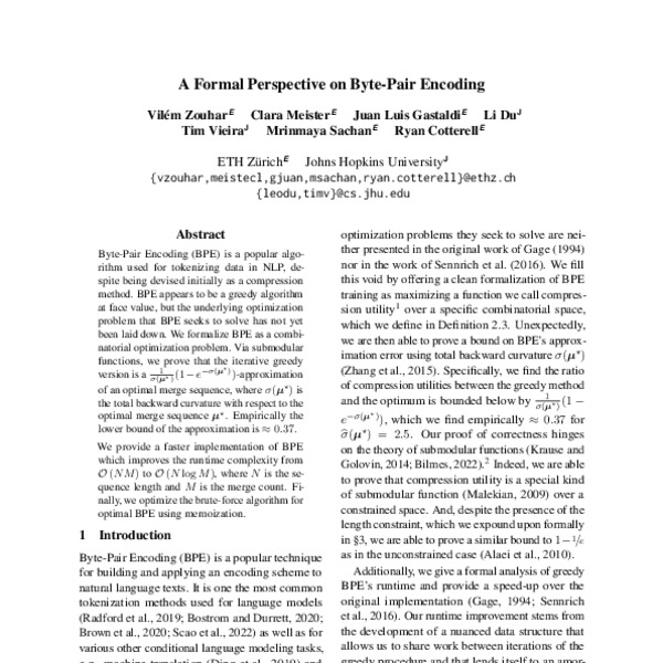 A Formal Perspective on Byte-Pair Encoding - ACL Anthology