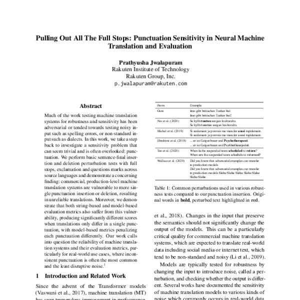 Pulling Out All The Full Stops: Punctuation Sensitivity in Neural ...