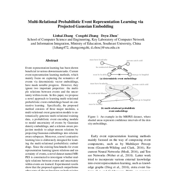 Multi-Relational Probabilistic Event Representation Learning via Projected Gaussian Embedding ...
