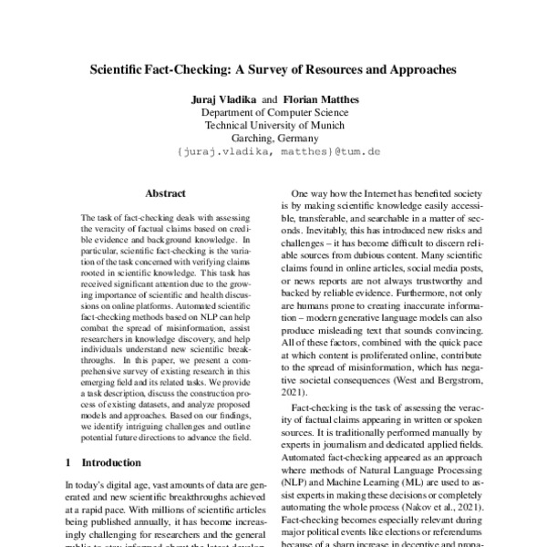 Scientific Fact-Checking: A Survey of Resources and Approaches - ACL ...