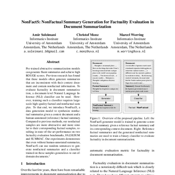 Nonfacts Nonfactual Summary Generation For Factuality Evaluation In Document Summarization
