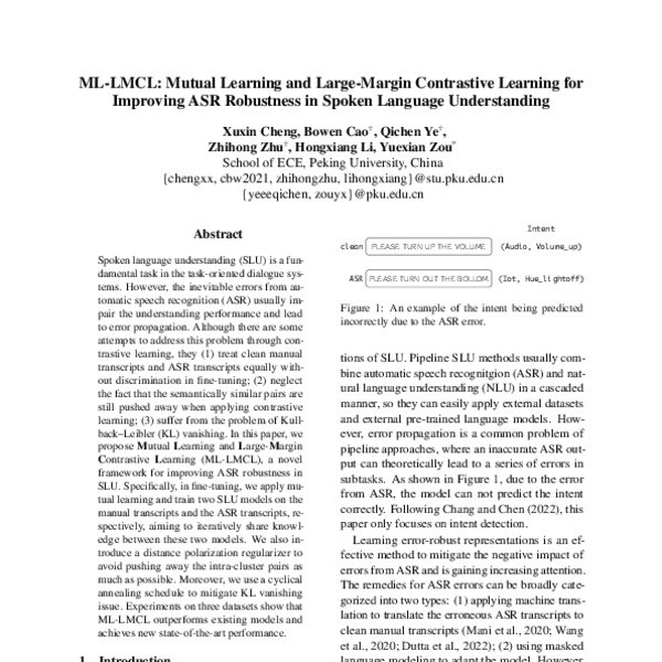 Ml Lmcl Mutual Learning And Large Margin Contrastive Learning For Improving Asr Robustness In