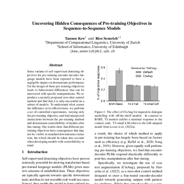 Uncovering Hidden Consequences of Pre-training Objectives in Sequence-to-Sequence Models - ACL ...