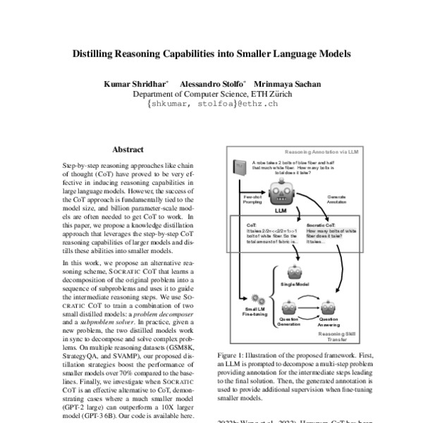 Distilling Reasoning Capabilities into Smaller Language Models - ACL Anthology