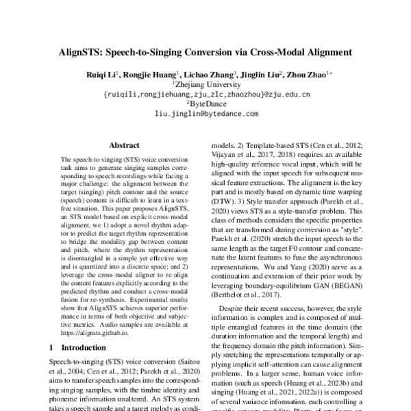 AlignSTS: Speech-to-Singing Conversion via Cross-Modal Alignment - ACL Anthology