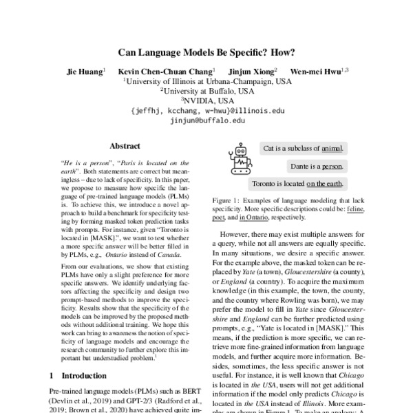 Can Language Models Be Specific? How? - ACL Anthology